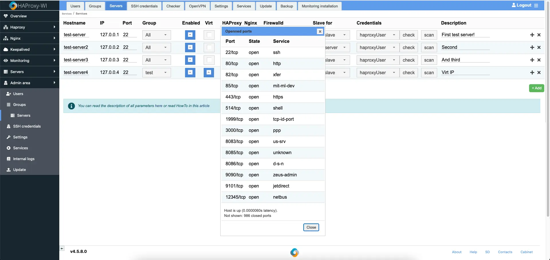 How to scan opened ports